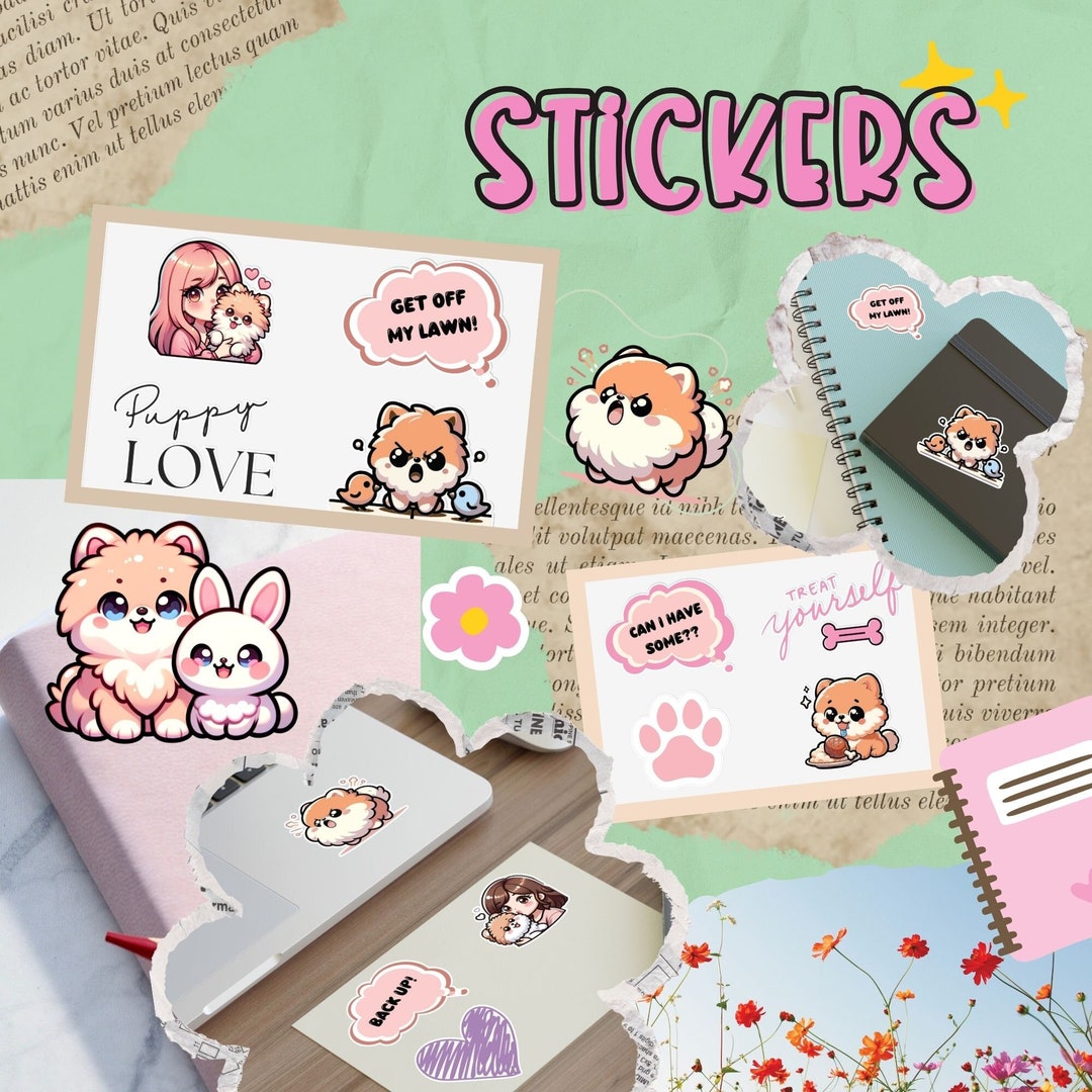 Pomeranian Inspired Sticker Sheets, Dog Stickers, Pomeranian Stickers ...