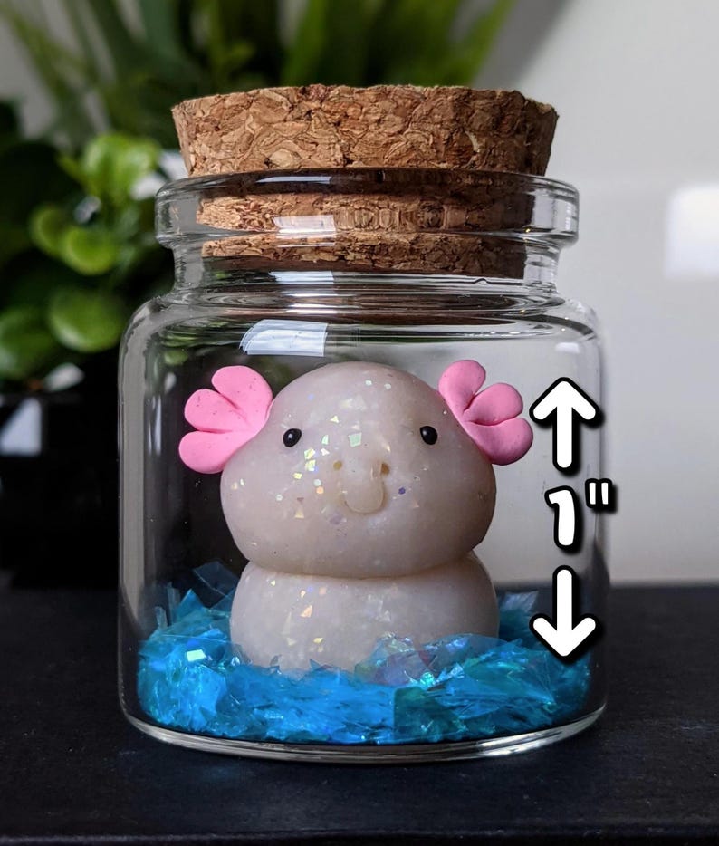 Polymer Clay Axolotl Desk Pet: Glitter Pond, Adopt-a-pet Gift - Etsy