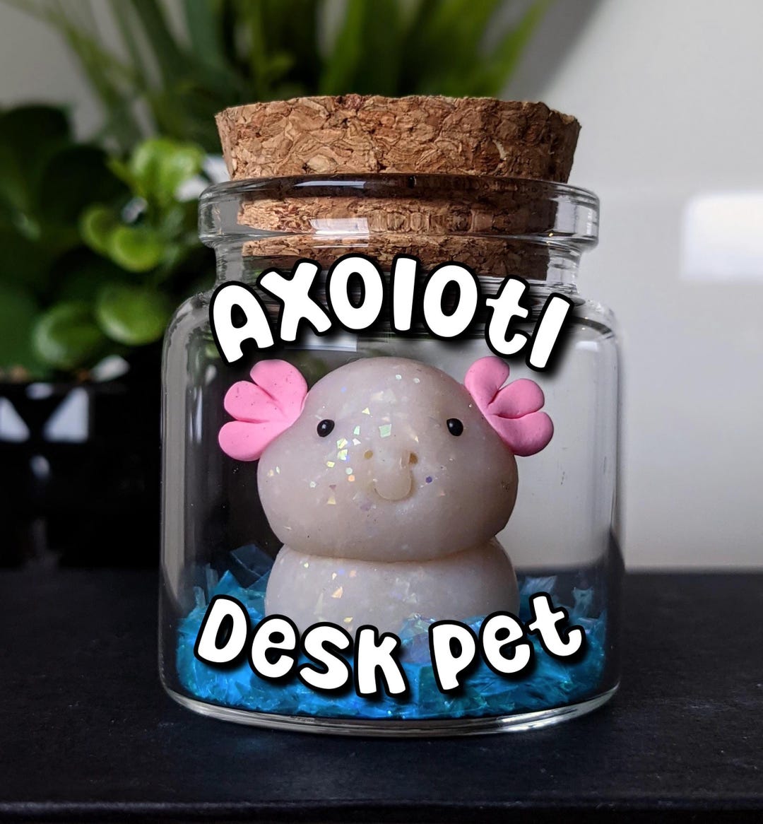 Polymer Clay Axolotl Desk Pet: Glitter Pond, Adopt-a-pet Gift - Etsy