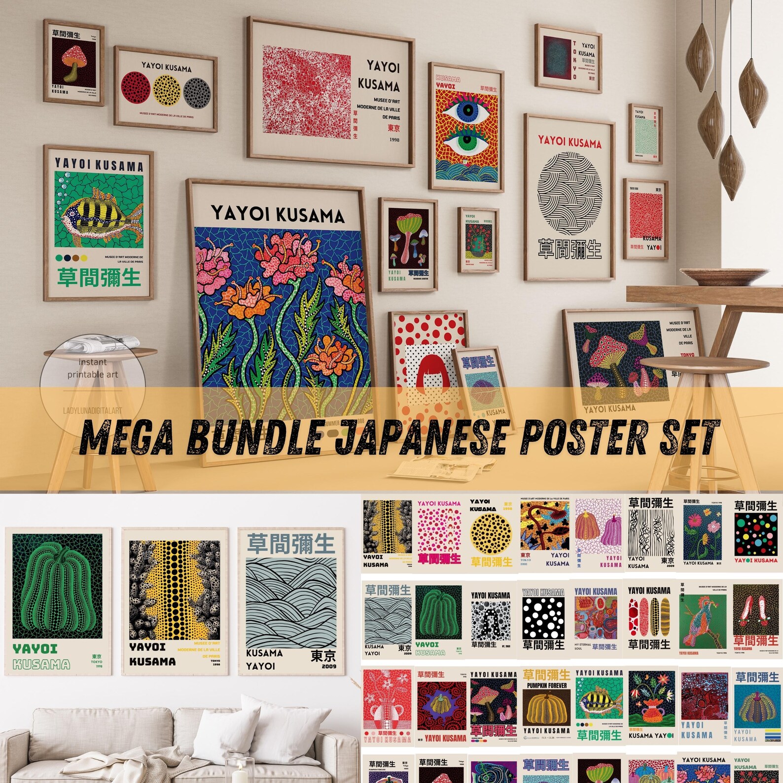 Japanese Gallery Wall Set,asian Printable Wall Art,eclectic MEGA BUNDLE ...