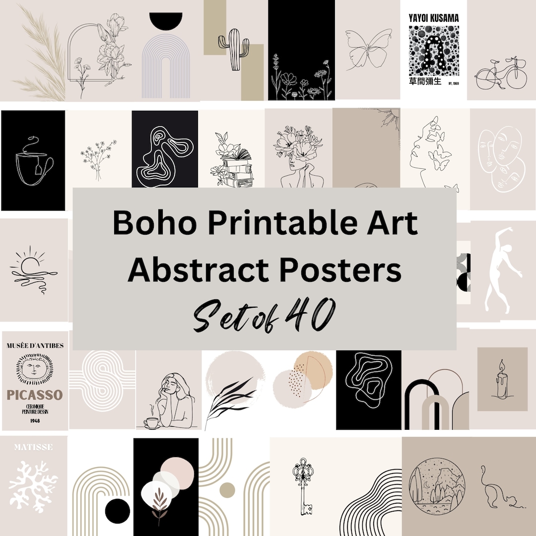40 MEGA BUNDLE Boho Mid Century Modern Wall Art,boho Chic Prints ...