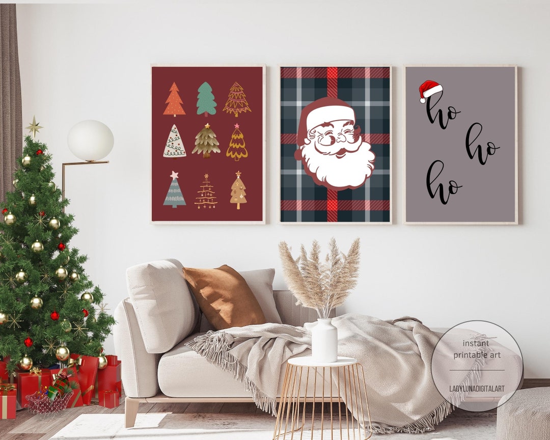 Santa Wall Art, Santa Poster, Santa Home Decor, Christmas Tree Poster ...
