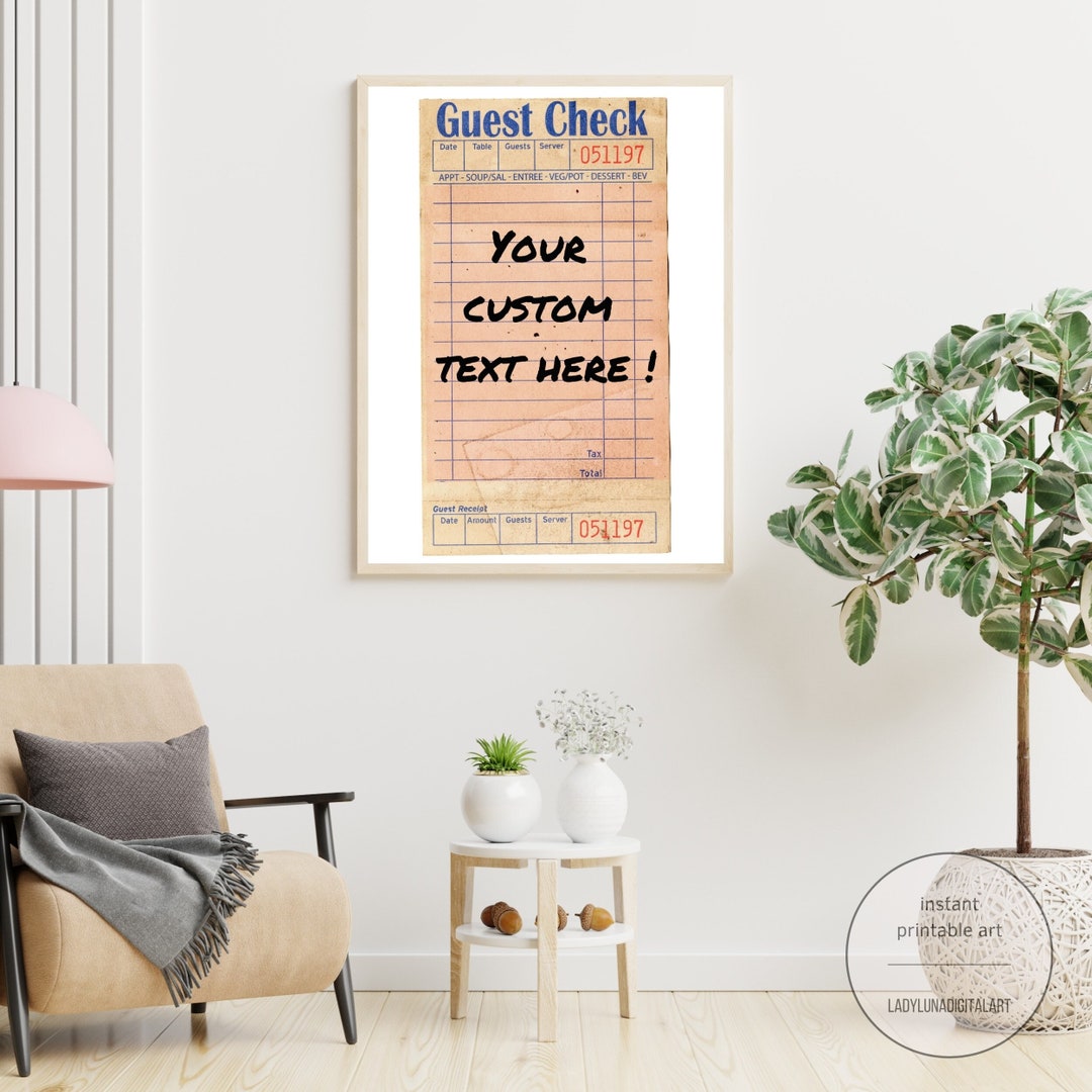 Custom Guest Check Poster,modern Retro Art,aesthetic Preppy Prints ...