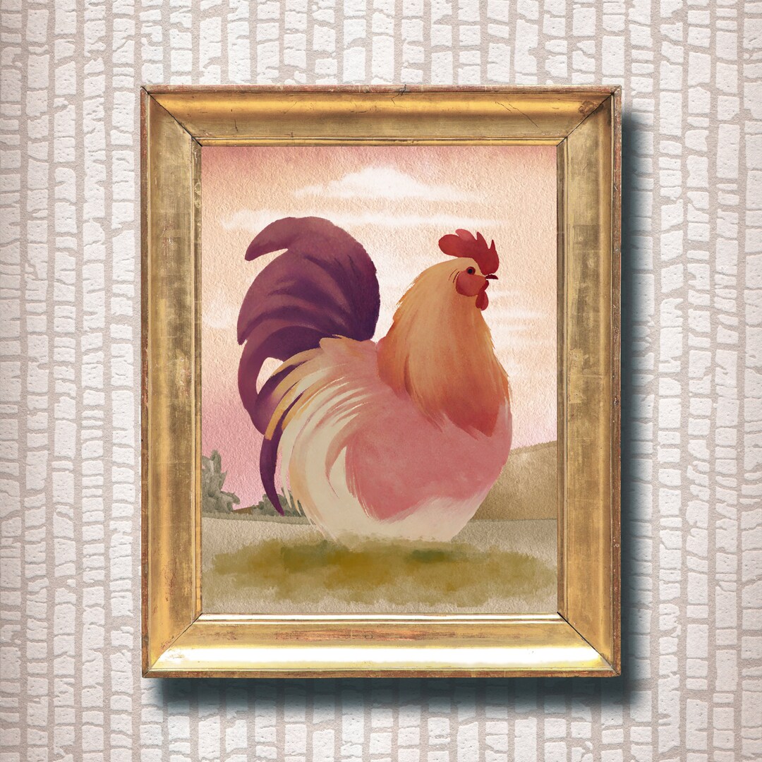Tubby Rooster | Rooster Painting, Rooster Art, Rooster Print, Rooster ...