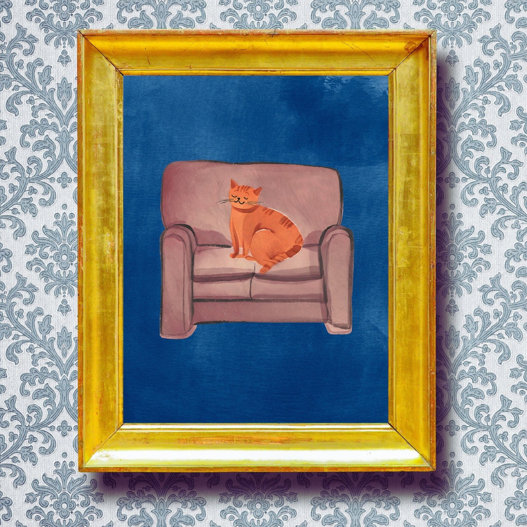 Cat’s Domain | Cat Art, Cat Art Print, Orange Cat, Ginger Cat, Blue Art ...