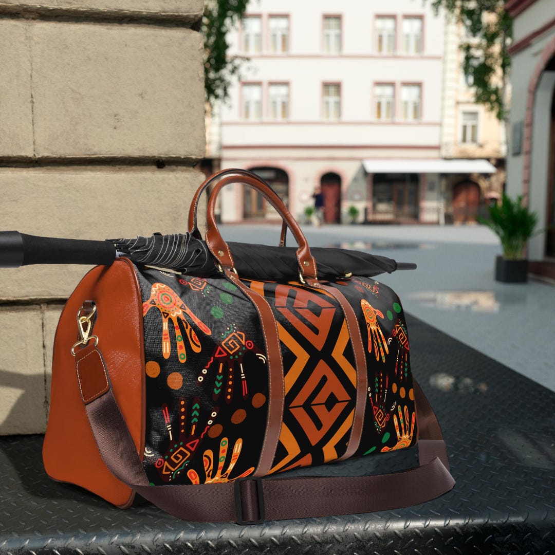 African Tribal Handprint Travel Bag | African Print Duffle Bag | Ankara ...