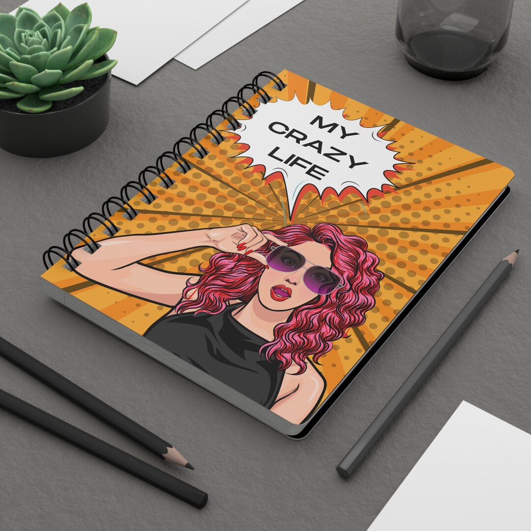 Orange Comic Journal Fun Woman Design my Crazy Life Diary, Motivational ...