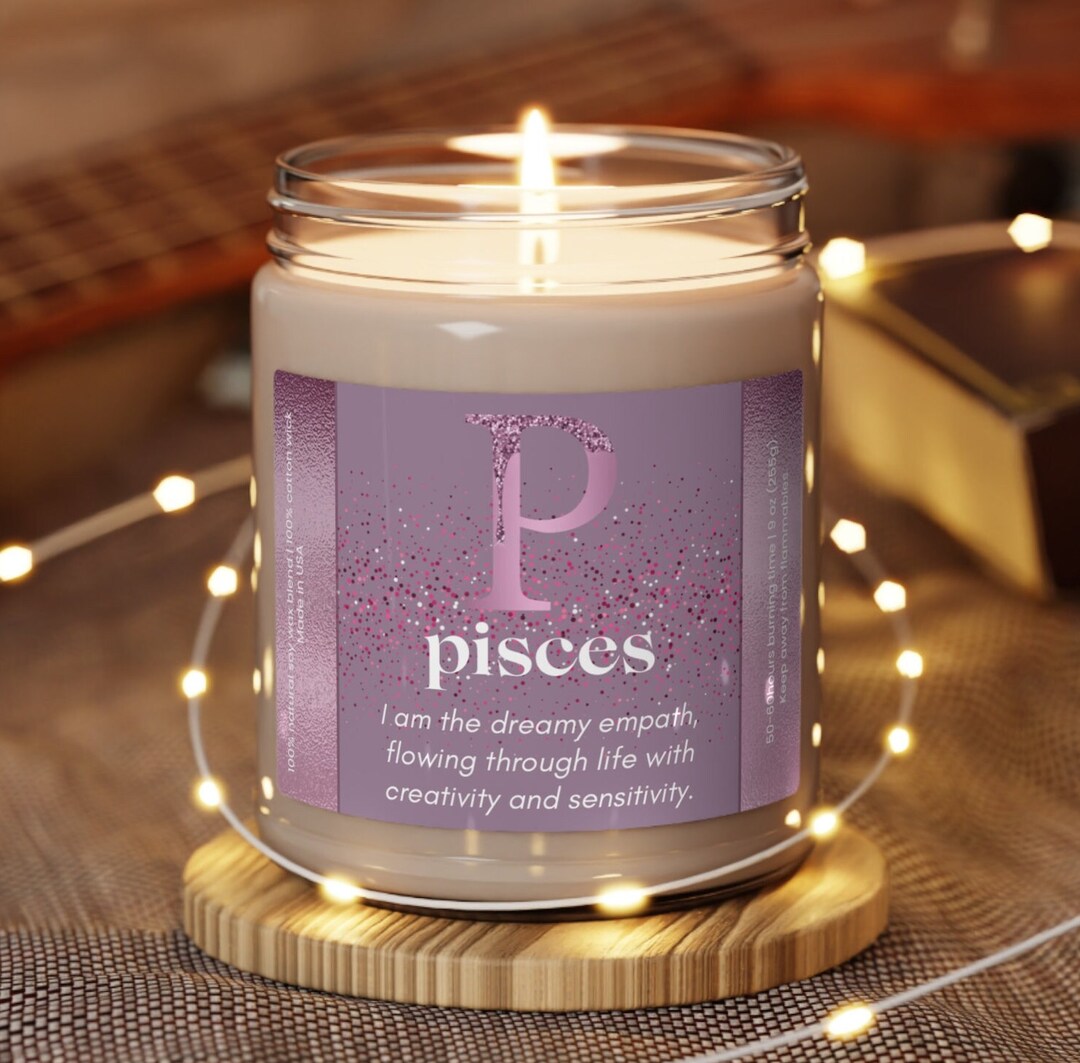 Pisces Pink Glitter Candle, Pisces Candle, Pisces Gift, Zodiac Candle ...