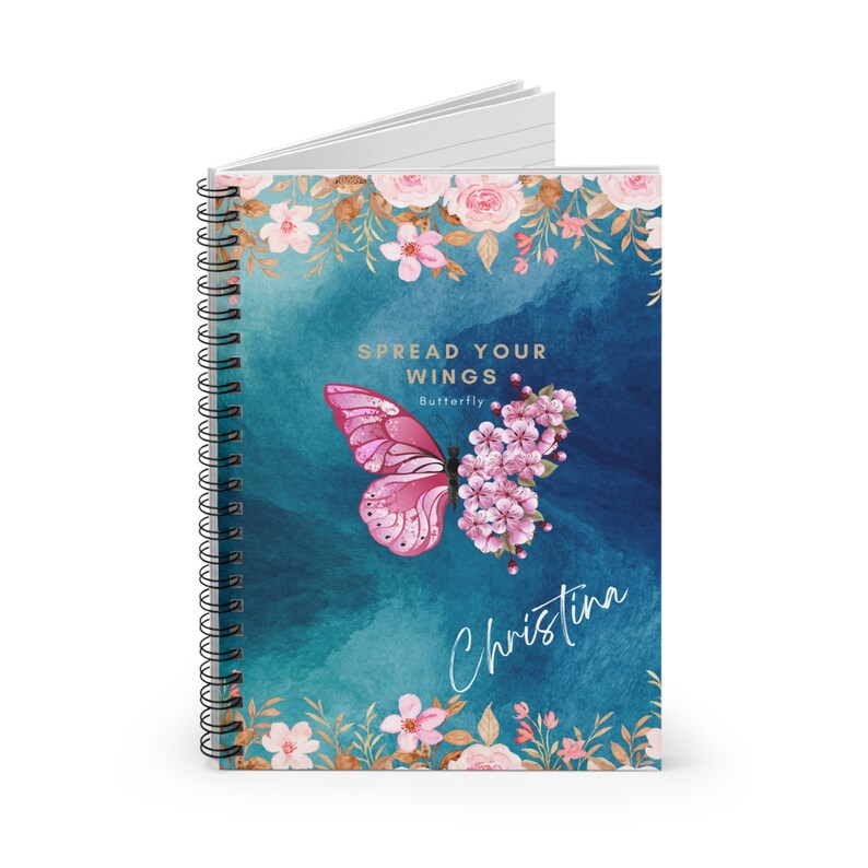 Spread Your Wings Butterfly, Personalized Spiral Notebook, Butterfly ...