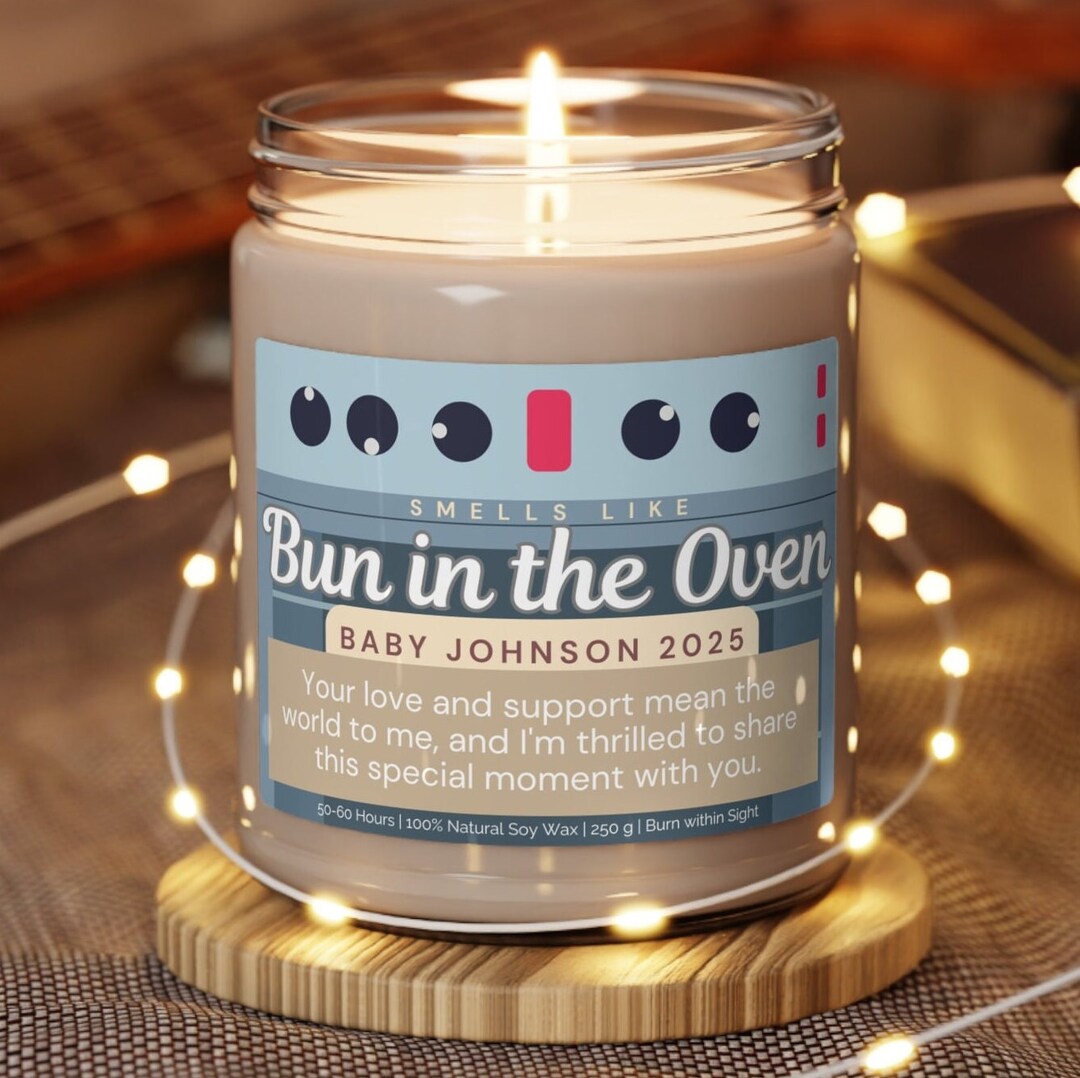 Bun in the Oven Candle, Custom Pregnancy Gift, Expecting Parents, Baby ...