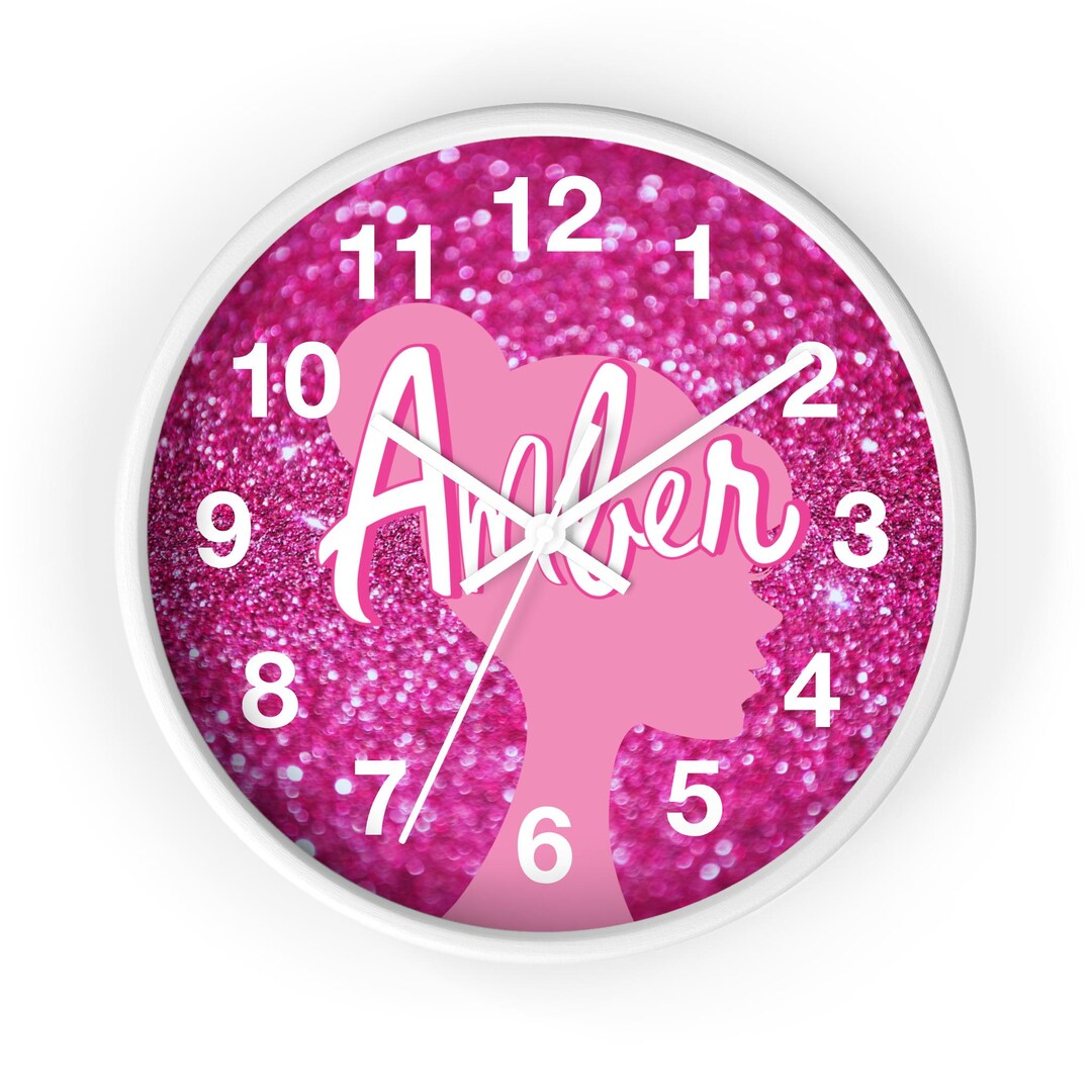 Create Your Clock, Barbie Clock, Pink Sparkle Clock, Custom Barbie Gift ...