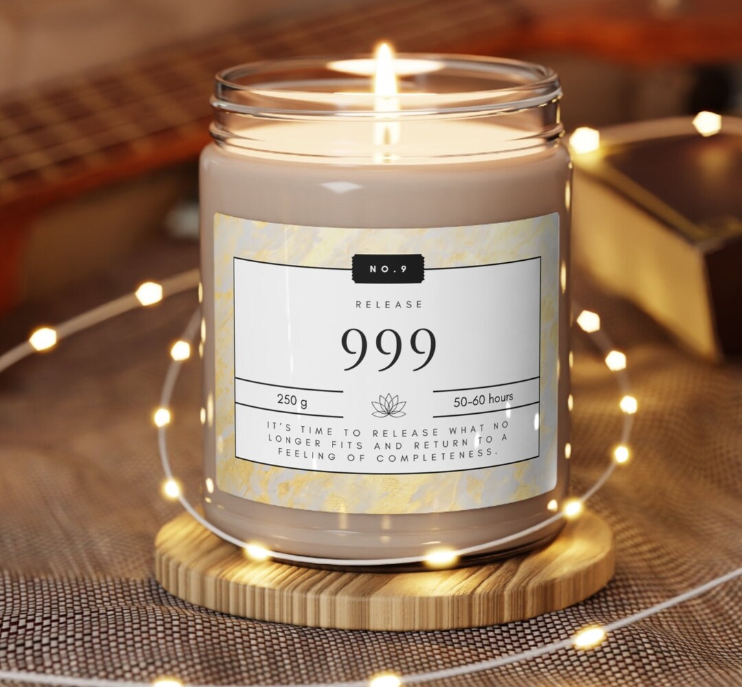 999, Angel Number Candle, Gold Marble Gift, 999 Candle, 999 Lucky ...
