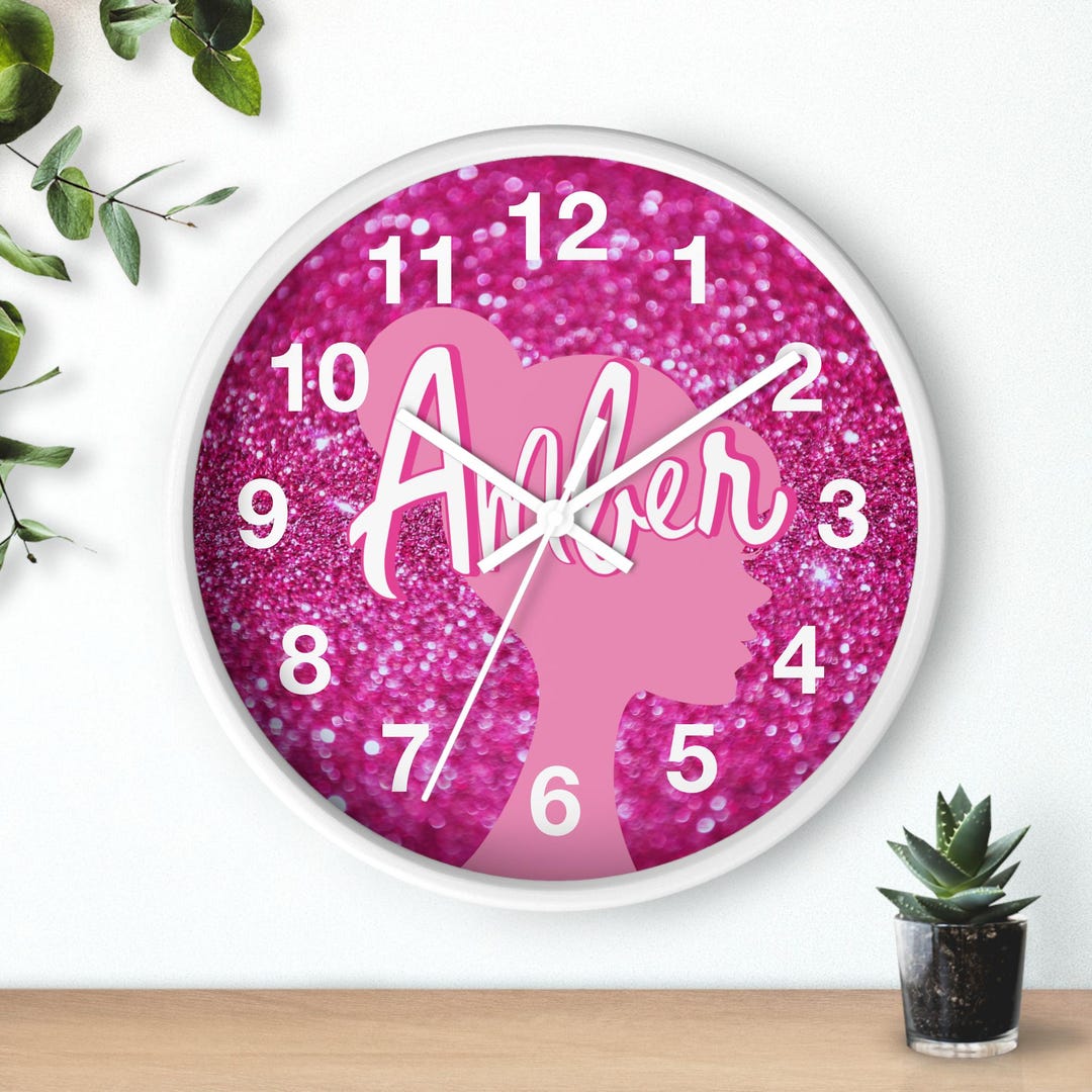 Create Your Clock, Barbie Clock, Pink Sparkle Clock, Custom Barbie Gift ...