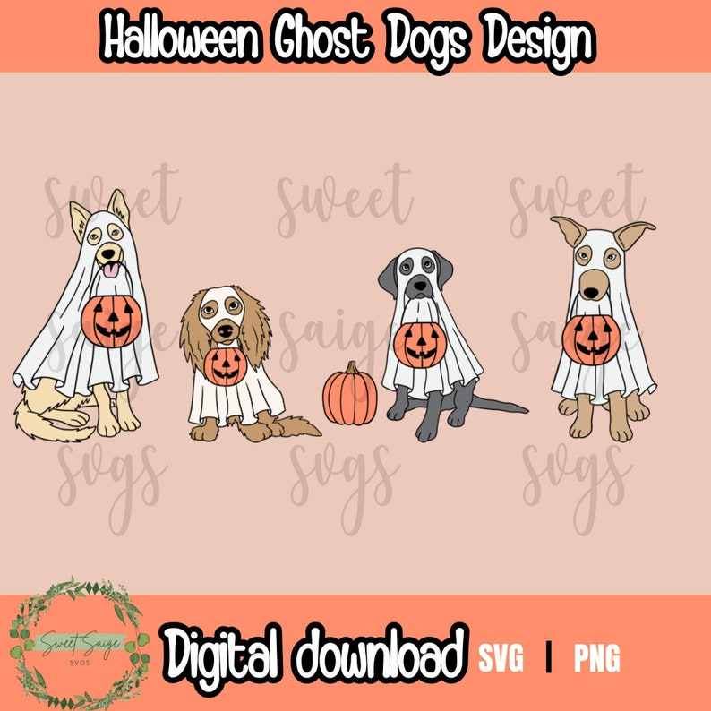 Halloween Ghost Dogs SVG & PNG Digital File Download Halloween and Fall ...
