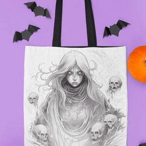 Halloween Tote Bag - Witch/necromancer Design - 3 Sizes - Trick or ...