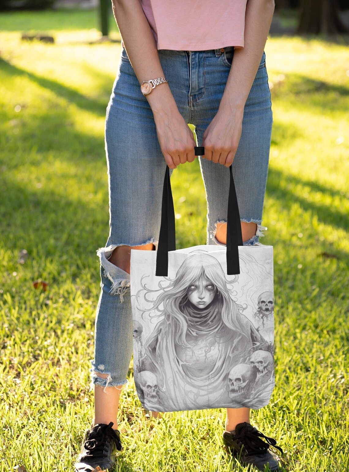 Halloween Tote Bag - Witch/necromancer Design - 3 Sizes - Trick or ...