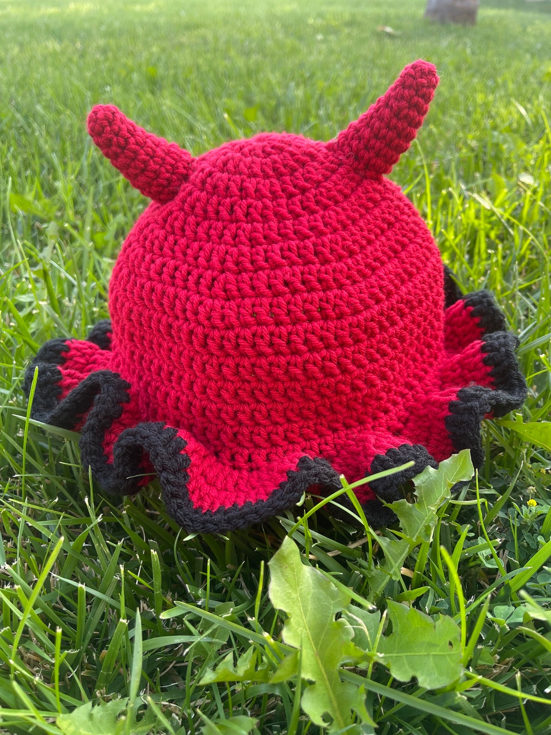 Adorable Devil Crochet Ruffle Bucket Hat/ Devil Bucket Hat/ Crochet ...