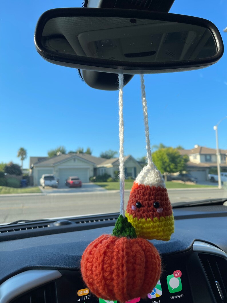 Spooky Handmade Crochet Car Rear View Mirror Accessory Fall - Etsy