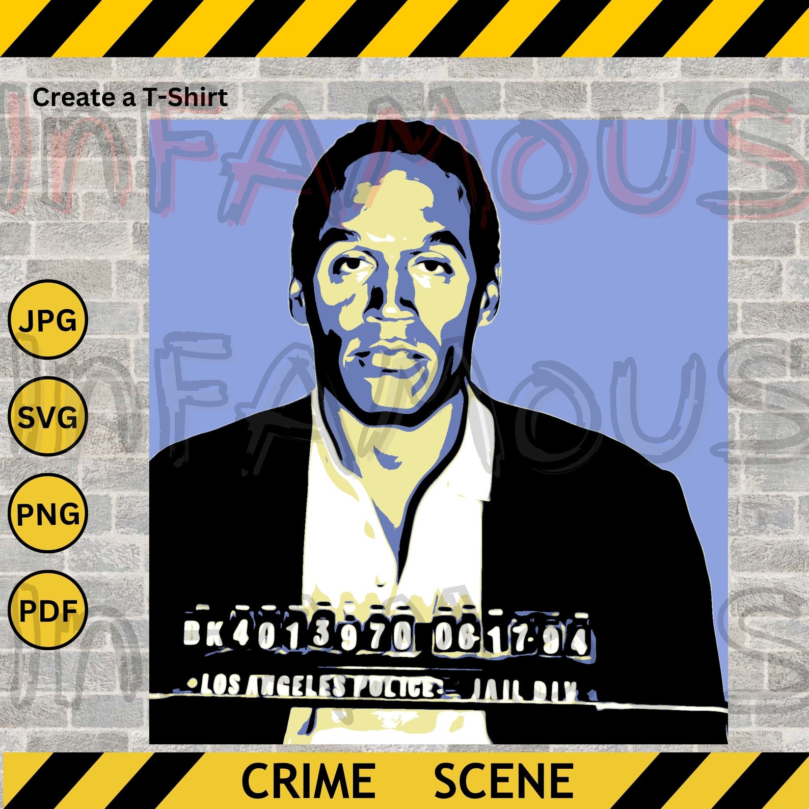 Digital Download Mugshot OJ Simpson Image High Resolution Printable ...