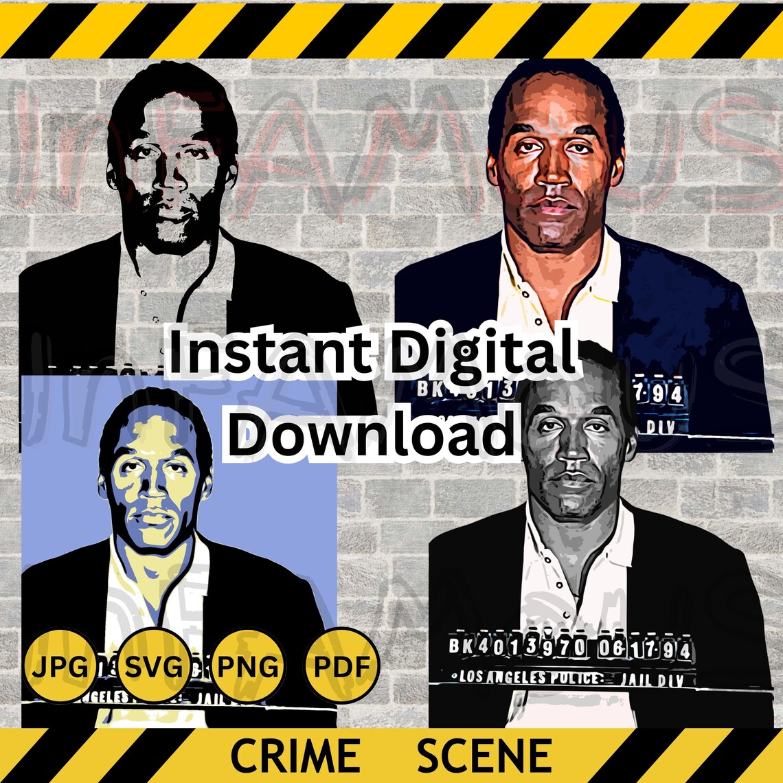 Digital Download Mugshot OJ Simpson Image High Resolution Printable ...