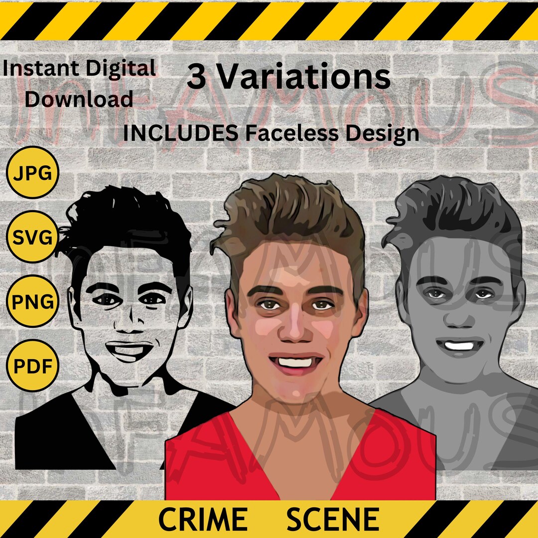 Digital Download Justin Mugshot Image High Resolution Printable | SVG ...