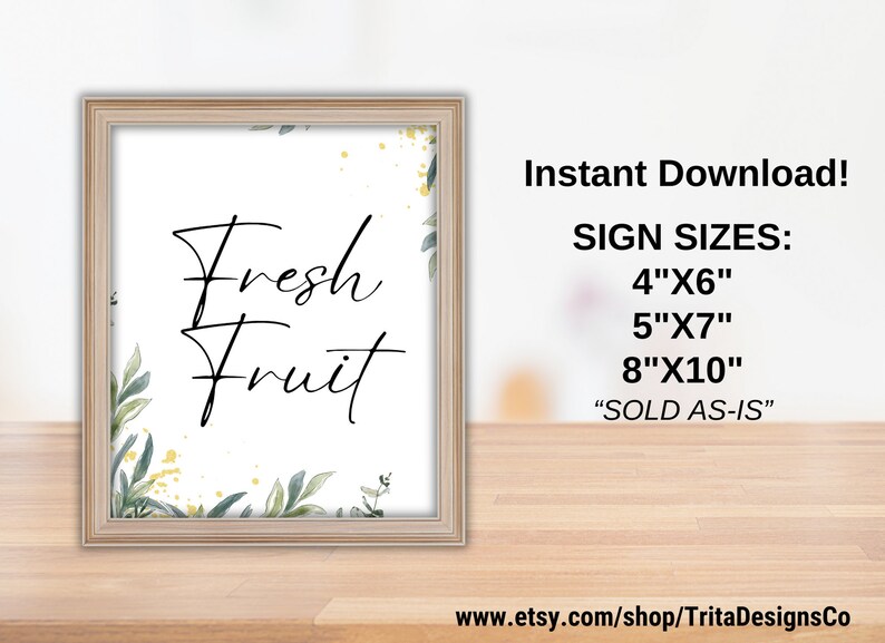 Ready to Print: Fresh Fruit Party Sign! Instant Digital Download ...