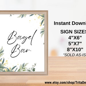 Ready to Print: Bagel Bar Party Sign! Instant Digital Download, Bridal ...