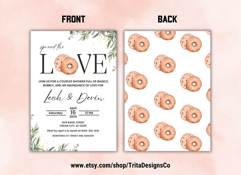 Editable: Spread the Love Bagels & Brunch Wedding Bridal Shower ...