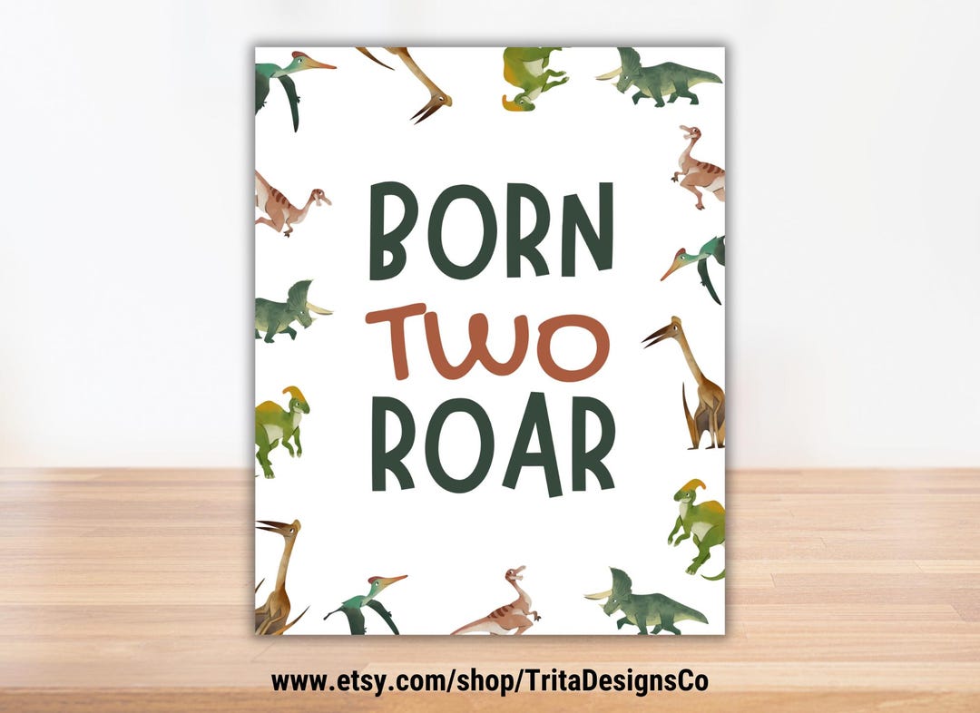Ready to Print: Born Two Roar Party Sign! Instant PNG Digital Download ...