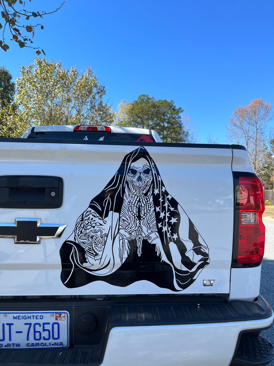 Mexican American Santa Muerte Decal | Santa Muerte Skull Car & Truck ...