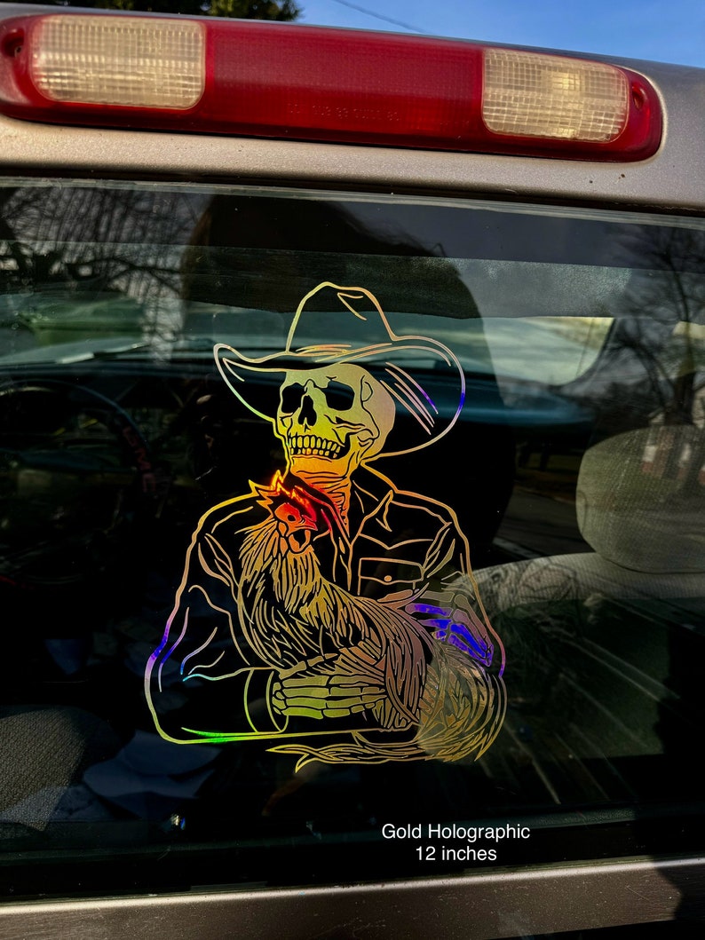 Skeleton Cowboy With Rooster Decal | Skull Vaquero Gallo Vinyl Sticker ...