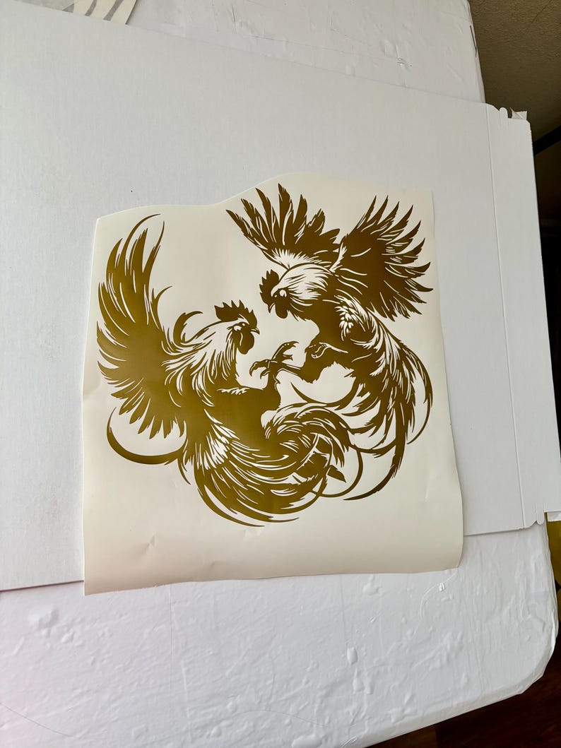 Fighting Roosters Decal | Double Rooster Vinyl Sticker | Ranch Farm ...