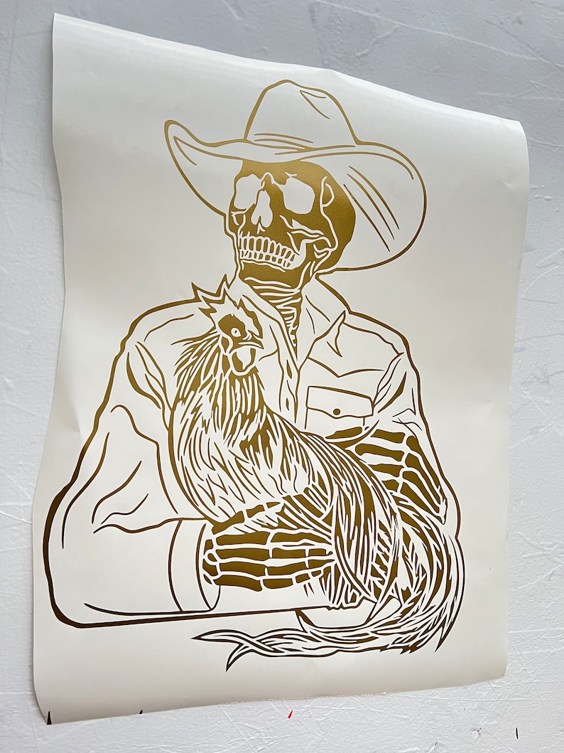 Skeleton Cowboy With Rooster Decal | Skull Vaquero Gallo Vinyl Sticker ...