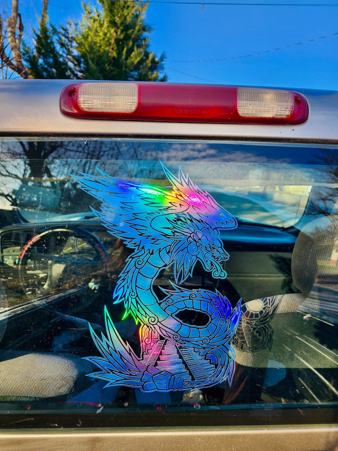 Aztec Dragon Decal | Holographic Dragon Truck Window Sticker | Tribal ...