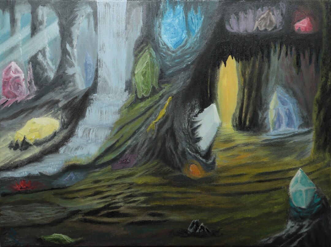 Crystal Caverns • Original Oil Painting on 18"x24" Canvas • Wall Art ...
