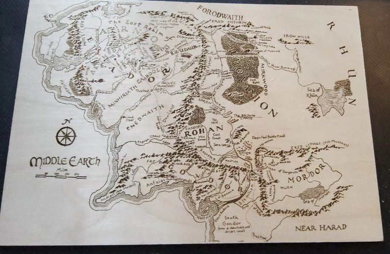 Lord of the Rings Middle Earth Map - Etsy
