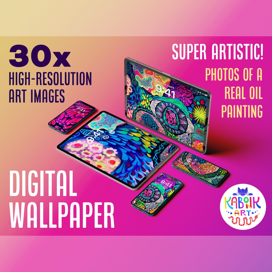 Vibrant Artsy Digital Wallpaper | Photos of a Colorful, Abstract Oil ...