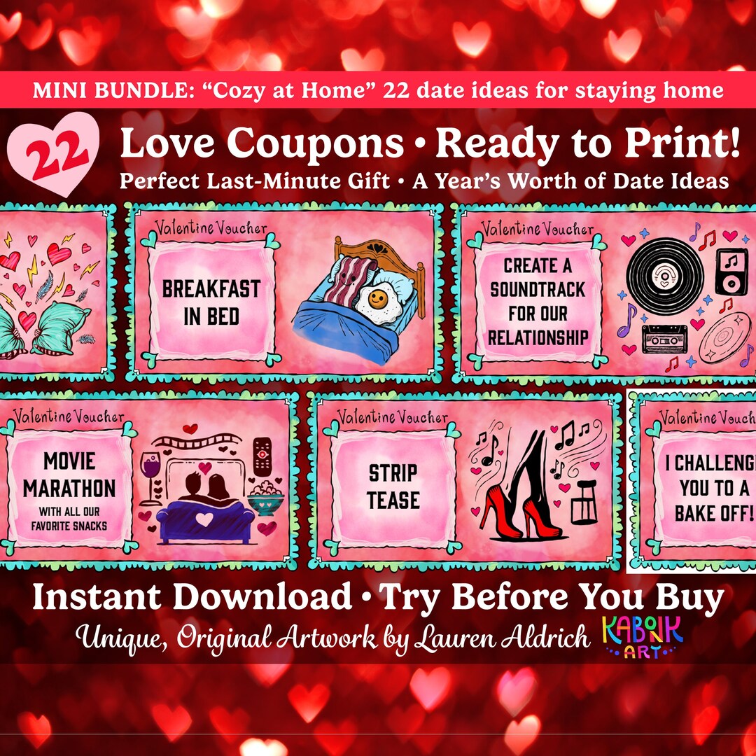 Love Coupon Mini Bundle #2: "cozy at Home"; Ready-to-print Date Night ...