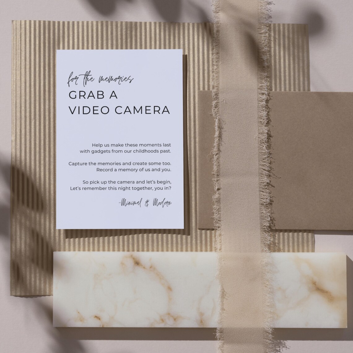 Video Camera Event Sign | Minimalist Modern Wedding Sign | Template ...