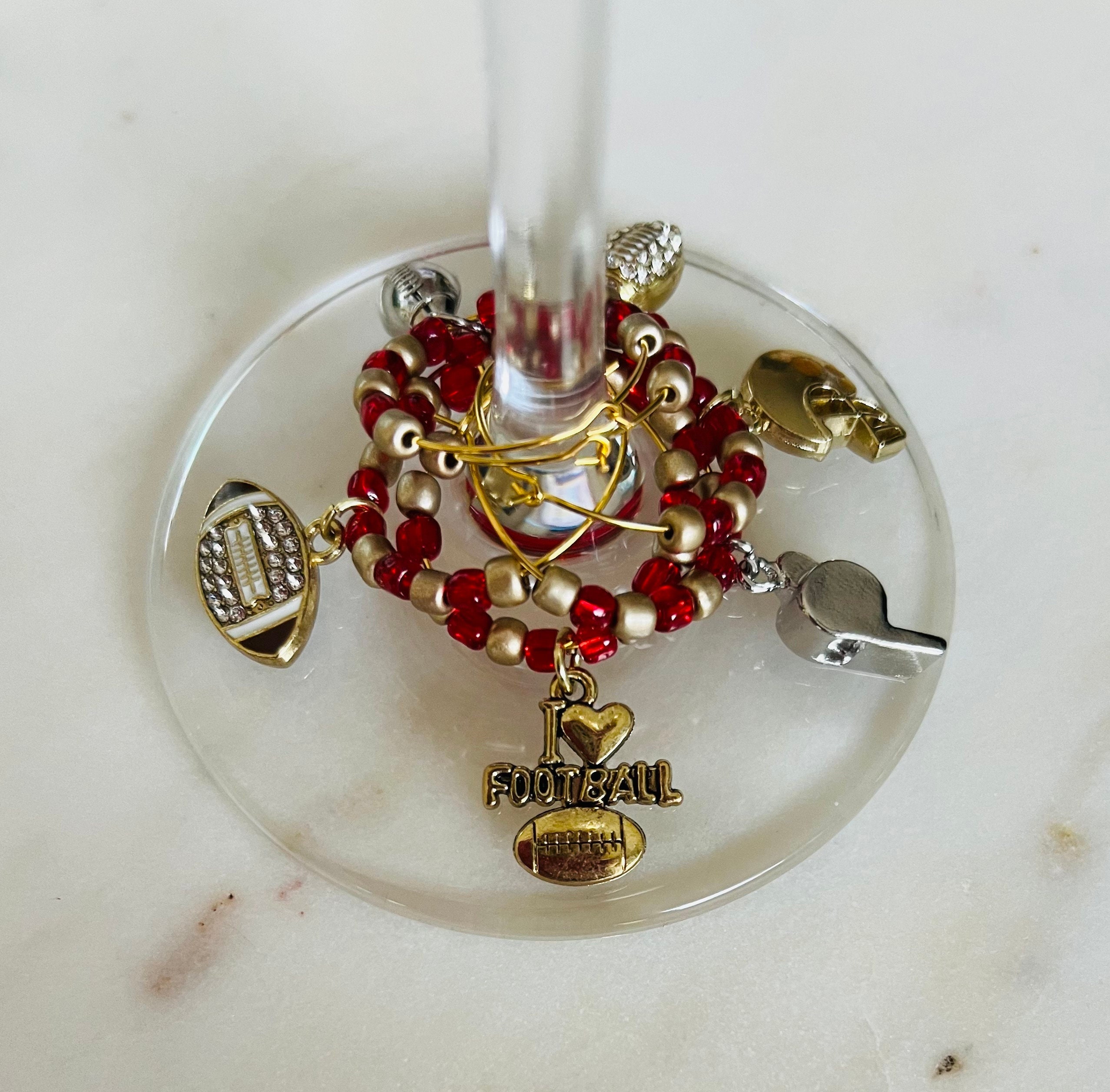 Personalized Football Team Wine Glass Charms - Set of 6 - Etsy