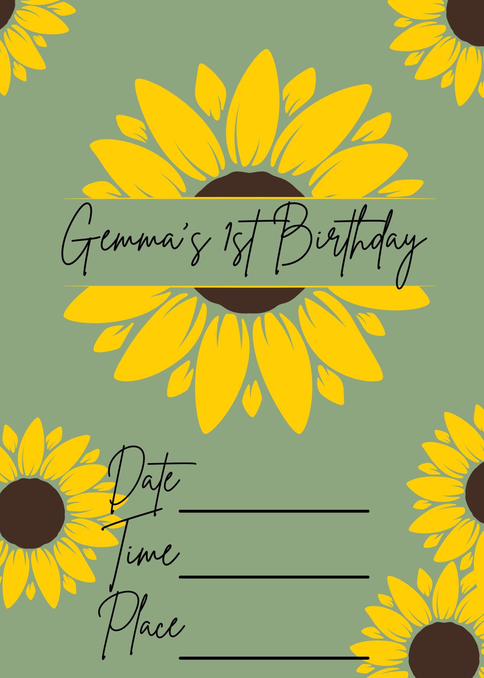 Sunflower Invitation Template, Birthday Invite, Editable Template - Etsy