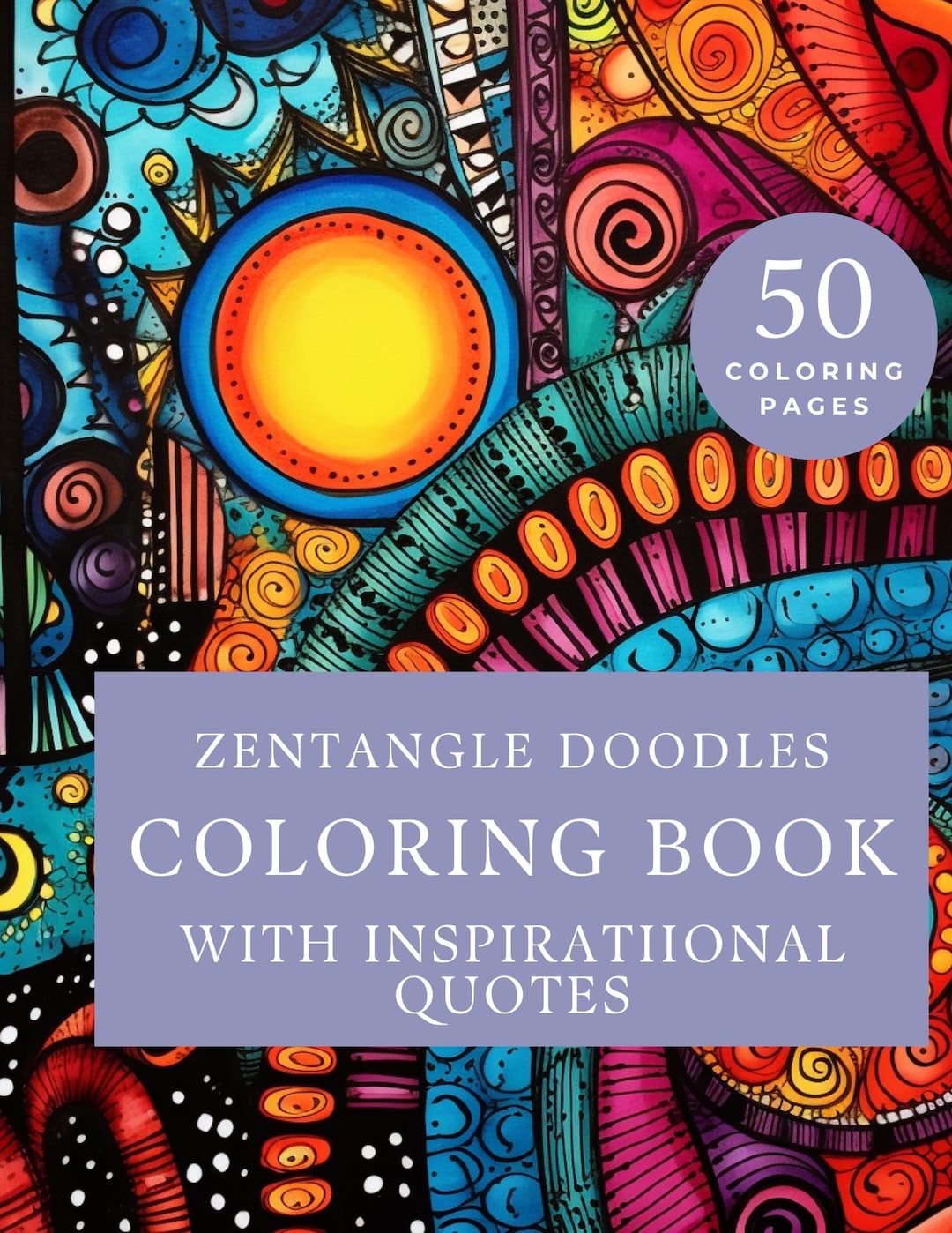 Zentangle Doodles Coloring Book With 50 Inspirational Quotes - PDF ...