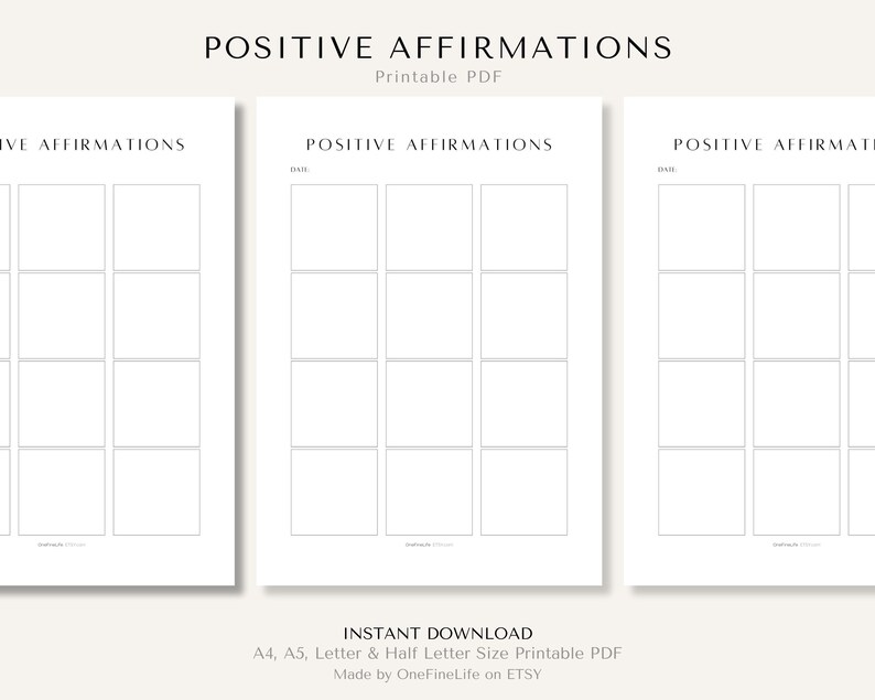 Positive Affirmations| Positive Affirmations Printablei A4/a5/letter ...