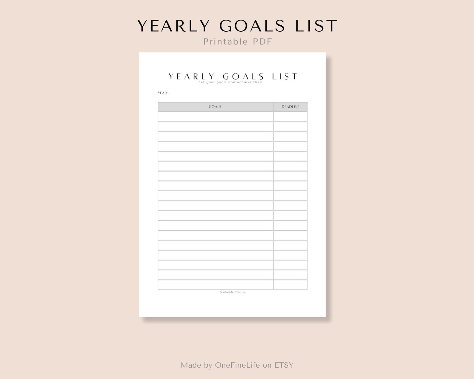 Yearly Goals List I Goal Planner | Goal Setting Planneri A4/a5/letter ...