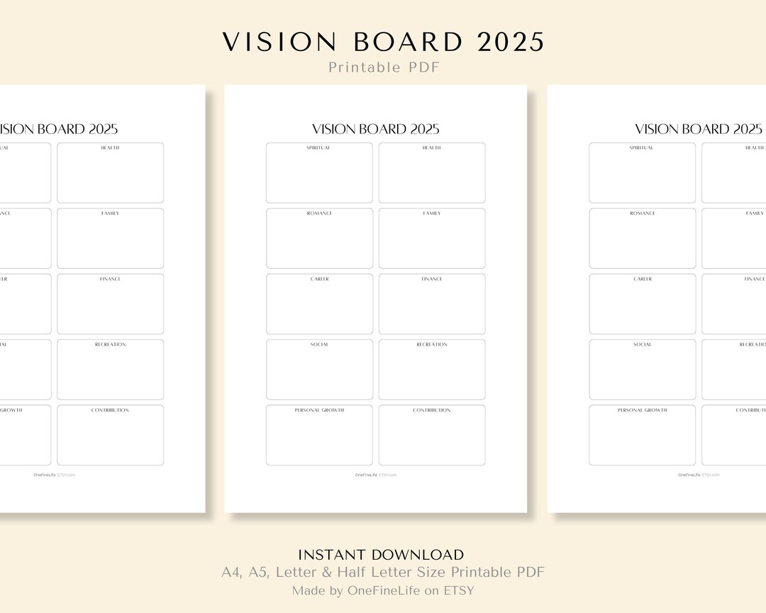 Vision Board 2025| Vision Board Printablei Vision Board Planner| Goal ...
