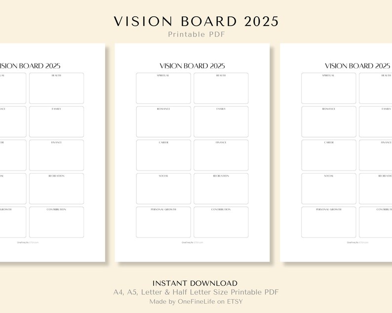Vision Board 2025| Vision Board Printablei Vision Board Planner| Goal ...