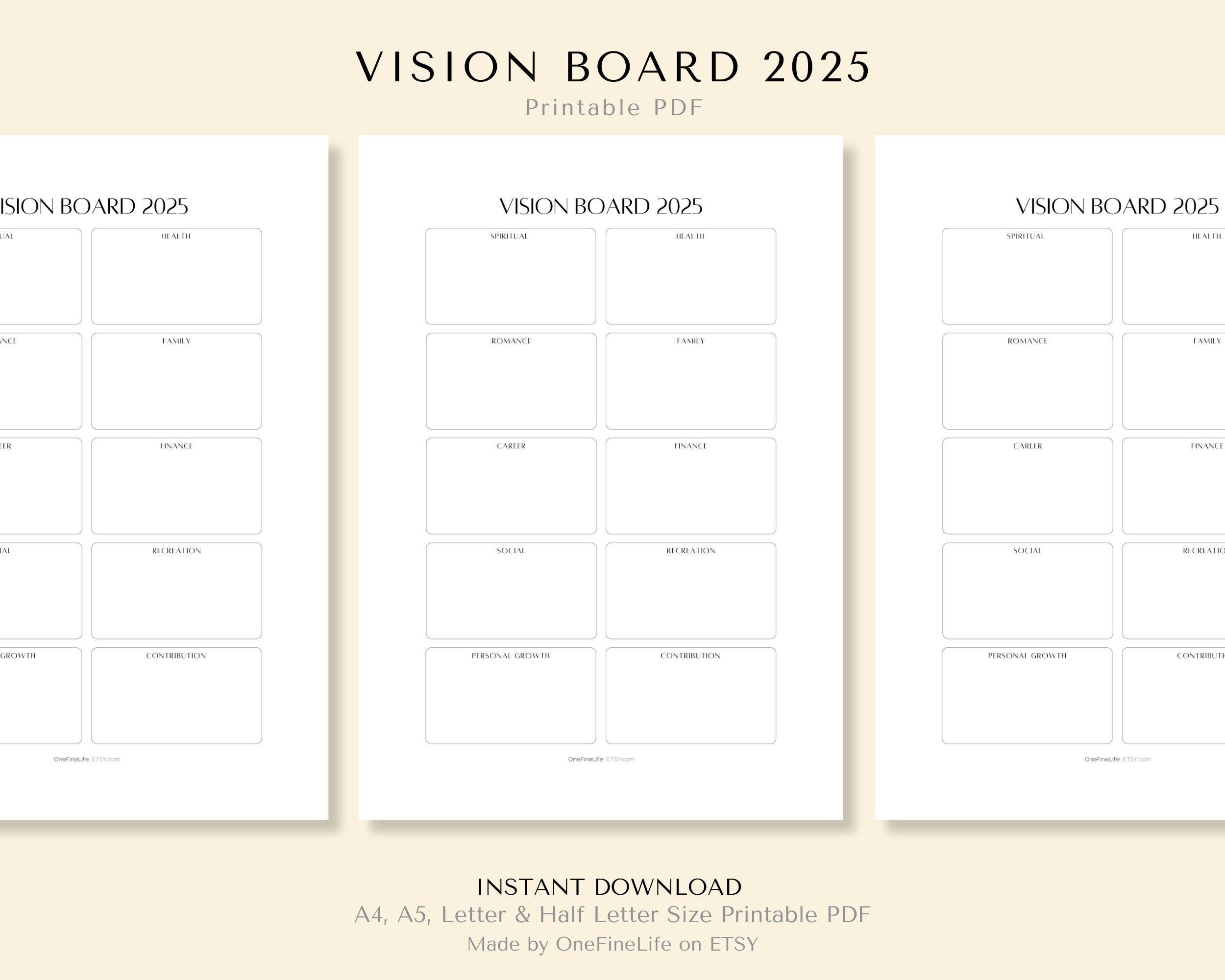 Vision Board 2025| Vision Board Printablei Vision Board Planner| Goal ...