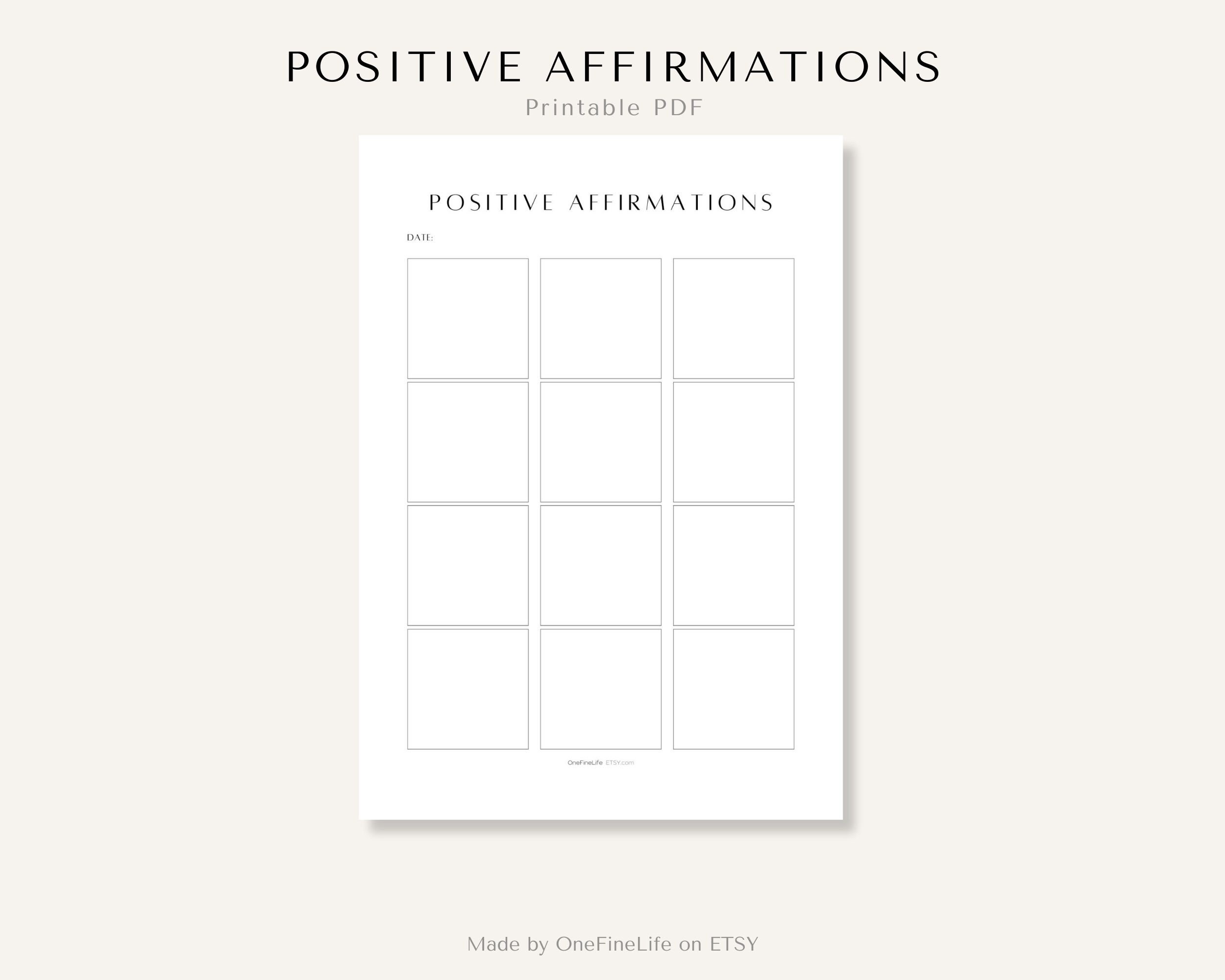 Positive Affirmations| Positive Affirmations Printablei A4/a5/letter ...