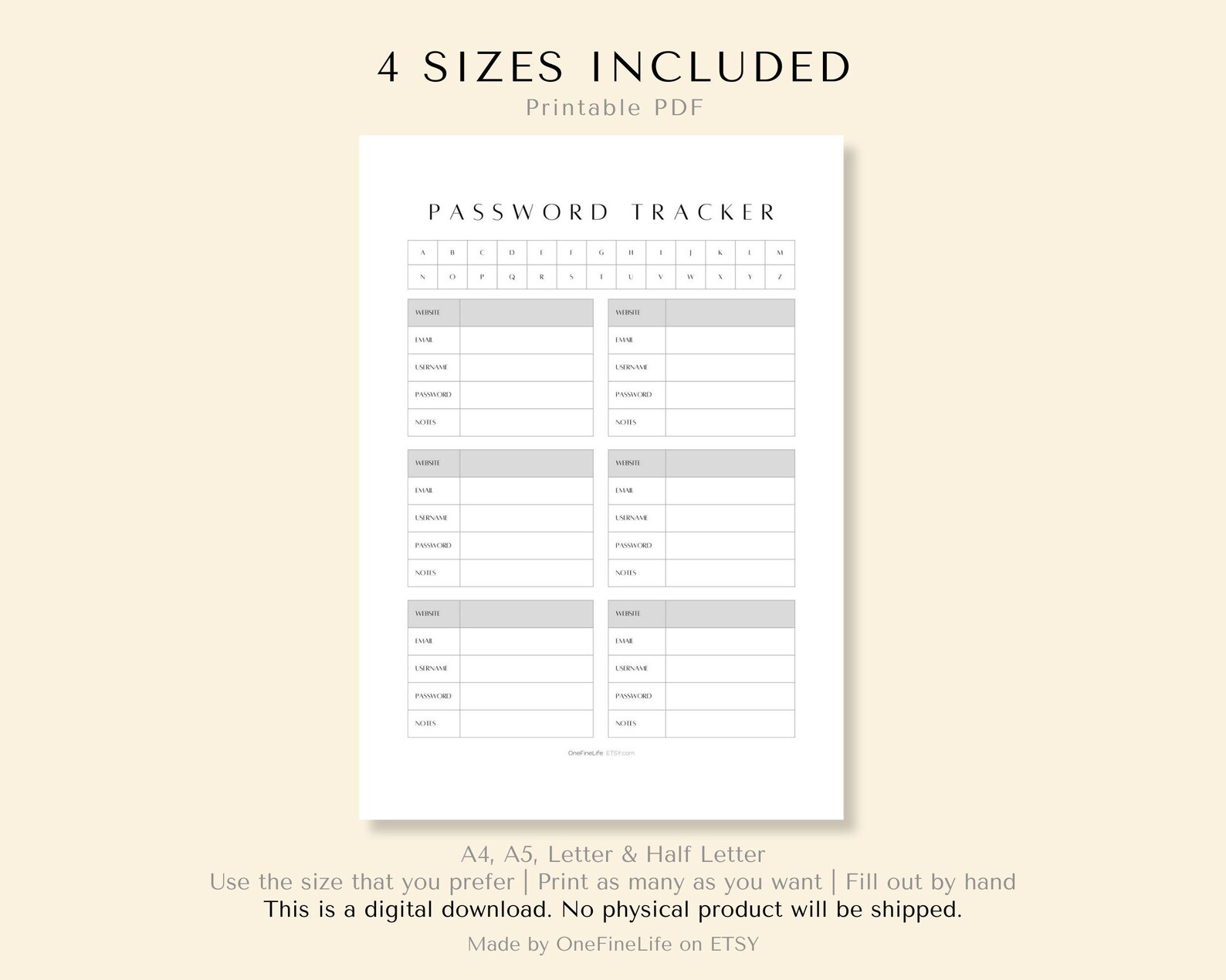 Password Tracker| Password Tracker Printable| Password Organizer ...