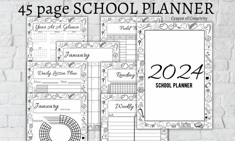 School Planner 2024 Doodle Art - Etsy
